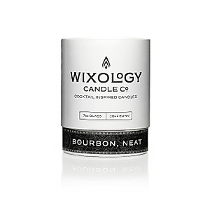 Wixology Cocktail Inspired Bourbon Neat Soy Candle - Vanilla Caramel and Oak Scented Candle in Reusable Rocks Glass - Made in Kentucky - 7 oz