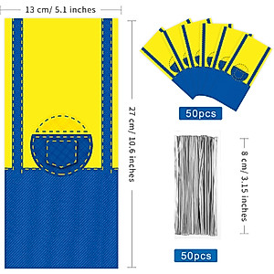 Yellow Cartoon Cellophane Candy Bags Plastic Goodie Storage Bags Party Favor Bags with Twist Ties for Theme Birthday Party Supplies. (100PCS）)
