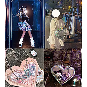 Cute Ita Tote Backpack Clear Window Bag, Kawaii Itabag Crossbody Bag Backpack Design for Women Girls Lolita Cosplay Goth Bag (Gold)
