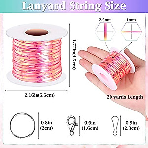 Cridoz Boondoggle Lanyard String Kit with 20 Rolls Plastic Lacing Cord and 50Pcs Keychain Lanyard Accessories, Gimp String Weaving Kit for Keychain Crafts, Bracelet and Lanyards