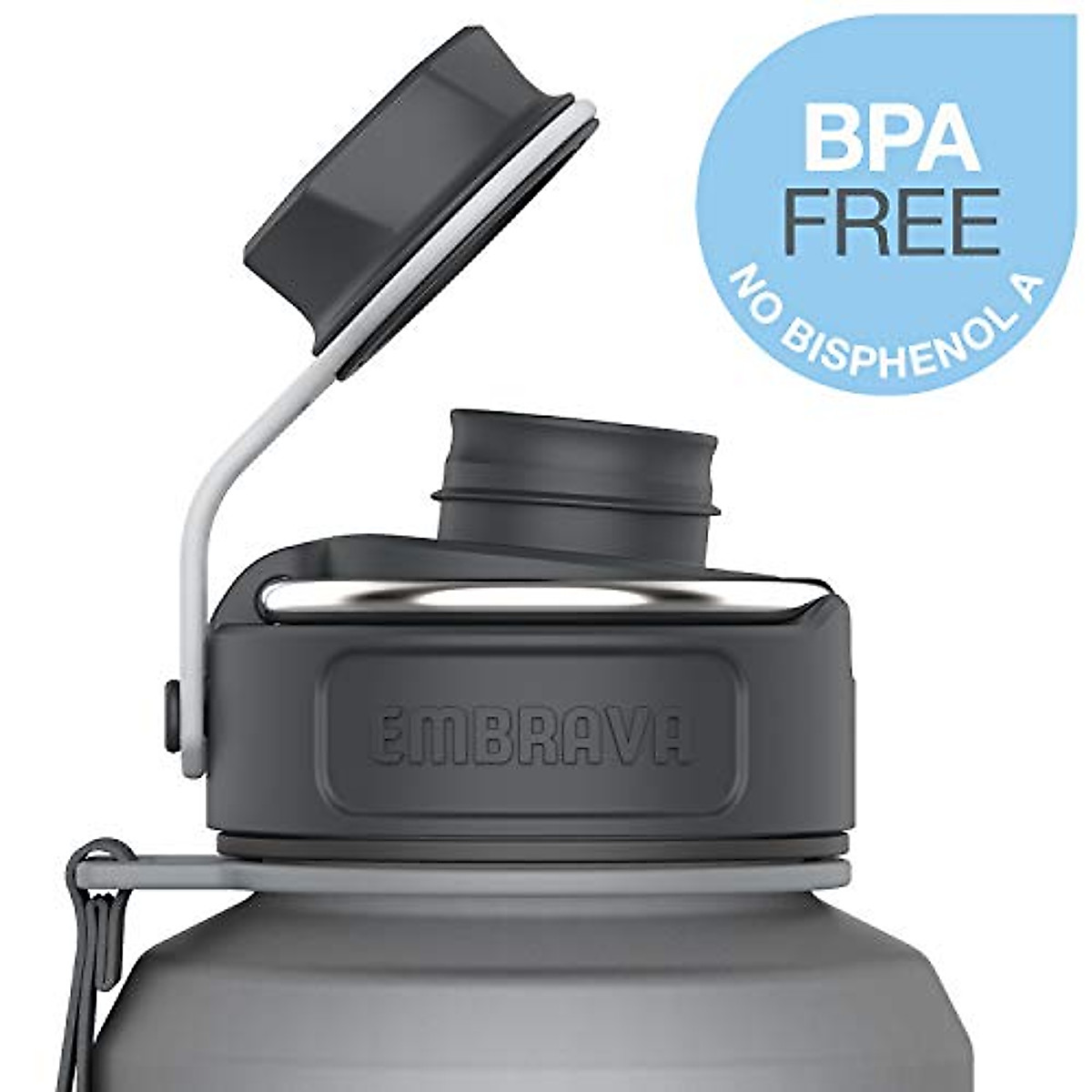 Embrava 40oz Water Bottle - Large with Travel Carry Ring - Wide Leak Proof Drink Spout - Heavy-Duty, BPA & BPS Free Tritan Plastic - Best for Sports, Hiking, Gym, Men & Women