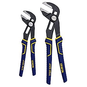 IRWIN VISE-GRIP GrooveLock Pliers Set, Straight Jaw, 2-Piece (1802532) Black, 2-pack (8", 10")