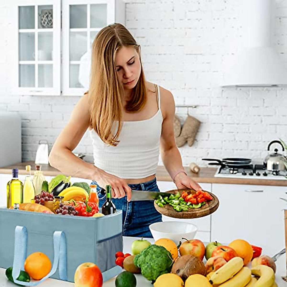 Steranka Extra Large Utility Tote Bag,Large Tote Bag Reusable Grocery Bags Collapsible Tote for Groceries,Storage,Picnic,Beach,Light Blue