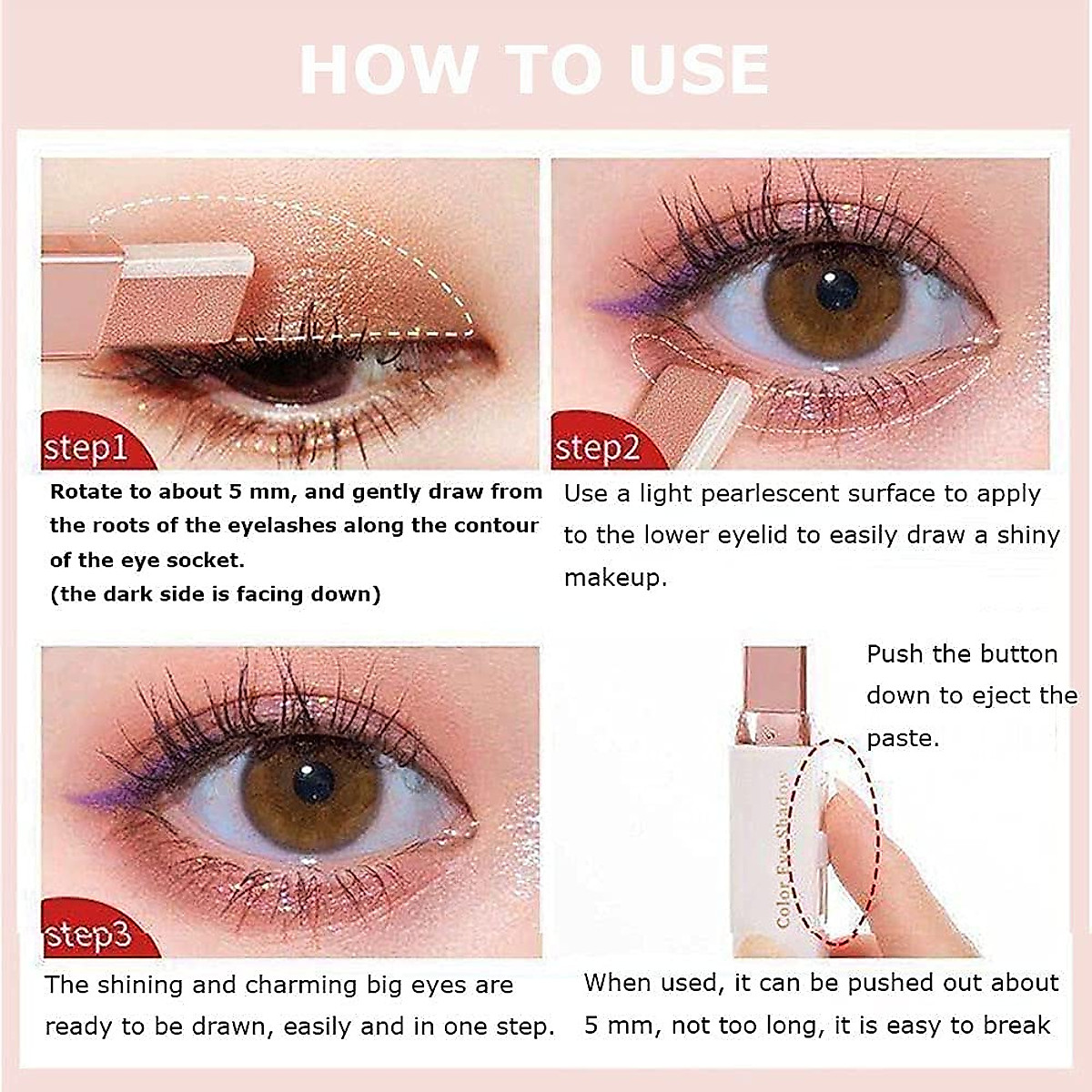 12 Colors Eye Shadow Stick Makeup, Glitter EyeShadow Highlighter Stick, Brilliant Eye Brightener Stick Shimmer Eye Highlighter Makeup Pencil, Double Colors Gradient Highlighter Eye Brightener