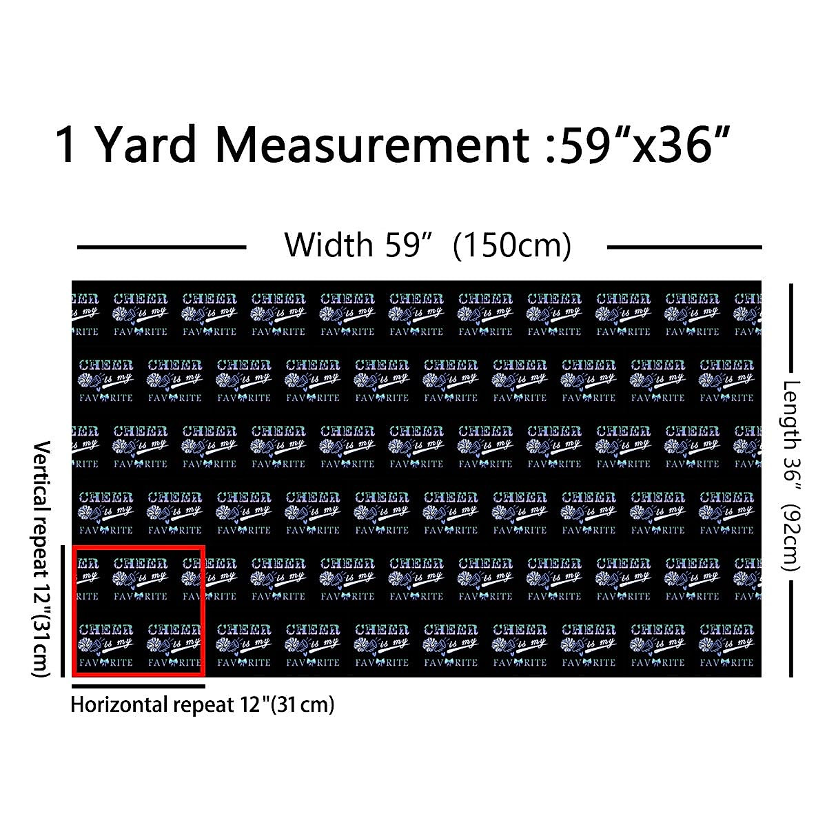 jejeloiu Cheer Fabric by The Yard Cheerleading Cheerleader Upholstery Fabric for Chairs, Luxury Girly Blue Ombre Decorative Waterproof Outdoor Fabric, 1 Yard