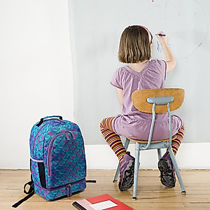 DIPUG Kids School Backpack for Boys and Girls, Mermaid Toddler Bookbag with Lunch Box Compartment