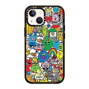 CASETiFY Impact iPhone 13 Mini Case [6.6ft Drop Protection] - Fun Friends by Jon Burgerman - Clear Black