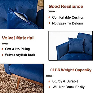 Convertible Foldable futon Sofa Bed with Adjustable backrest, Double Sofa Bed, Sturdy Metal Frame for Compact Living Spaces, Apartments, dorms, lounges, Blue Velvet