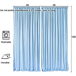 AK TRADING CO. 10 feet x 10 feet Polyester Backdrop Drapes Curtains Panels with Rod Pockets - Wedding Ceremony Party Home Window Decorations - Light Blue (DRAPE-5X10-LTBLUE)