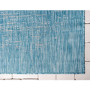 Unique Loom Outdoor Modern Collection Area Rug - Ombre (7' 1" x 10' Rectangle, Aqua/ Ivory)