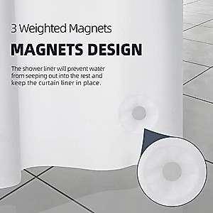 Titanker White Shower Curtain Liner 72 x 72 Plastic Shower Liner Washable Inside Shower Curtain Liner PEVA Shower Curtains for Bathroom with Magnets and Rustproof Metal Grommet Holes