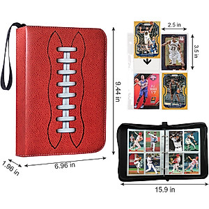 PKMLIFE Football Card Binder, 4 Pocket Baseball Trading Card Binder Storage Protectors, Card Holder Sleeves for Sports Cards and Basketball and Hockey Cards, 50 Pages Put up to 400 Cards (Football)