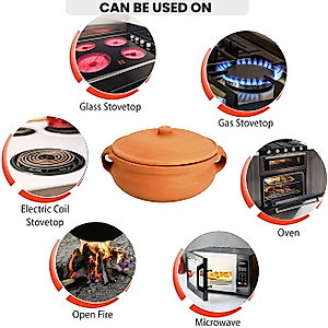 Ancient Cookware, Indian Clay Curry Pot, Extra Large, 10 Inch, 3.5 Quarts