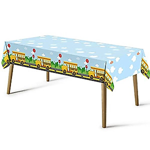 BignzwUra 2Pcs Welcome Back to School Party Decorations Table Covers - First Day of School Party Decor Supplies Favors Plastic Table Runner Tablecloth(86.6''x52'')