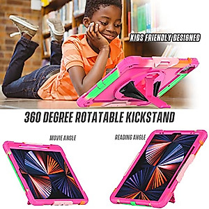 Herize Case Compatibility with iPad 12.9 6th/5th/4th Generation with Screen Protector Pen Holder Swivel Stand Shoulder Strap | Full Body High Impact Resistant Kidsproof Drop Protection