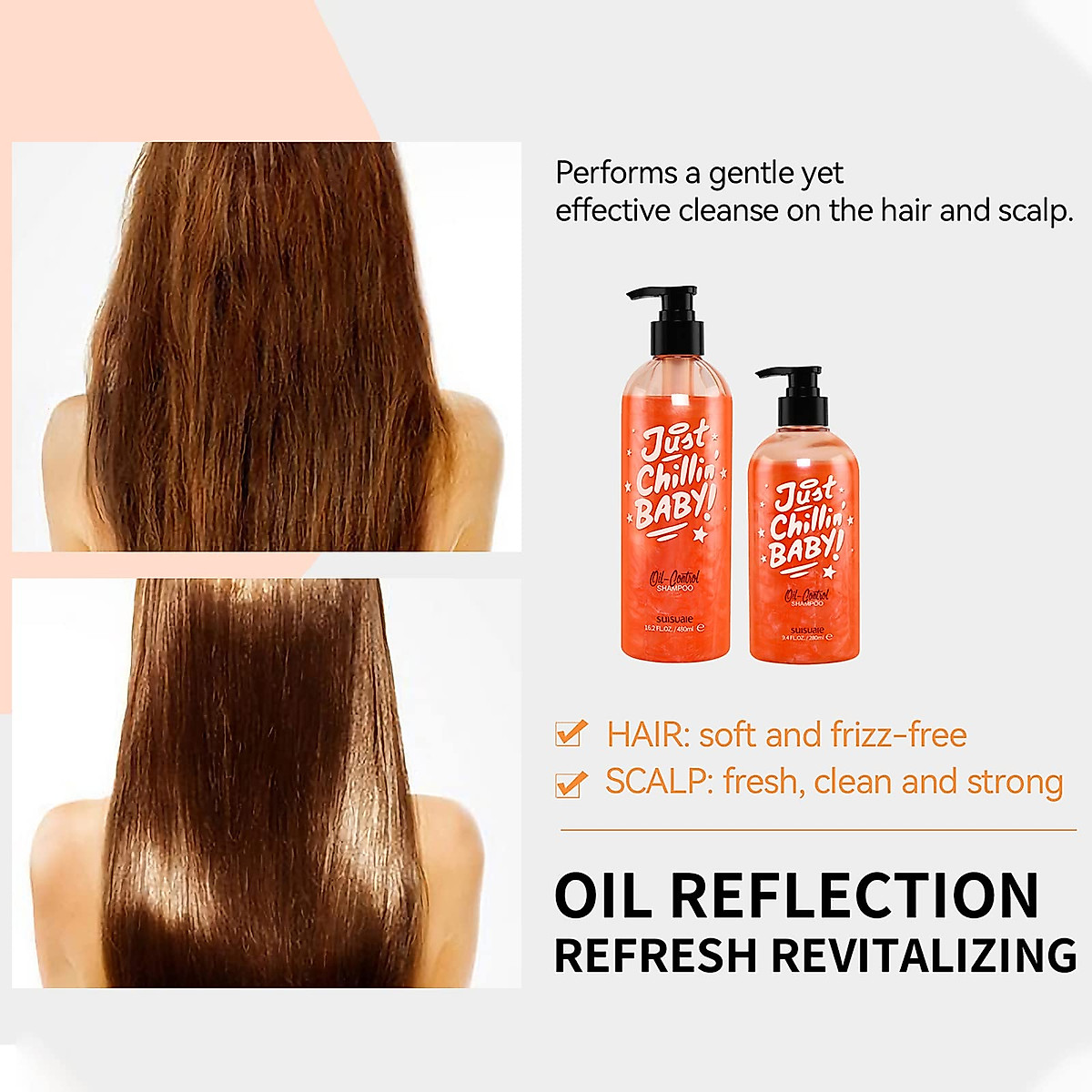 Suisuaie Hair Shampoo for Greasy Hair, Oily Scalp, Clarifying Shampoo for Build Up , Silicone Free ,16.20 Fl Oz