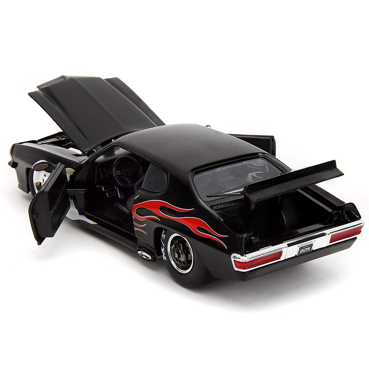 1971 Pontiac GTO Black with Flame Graphics Bigtime Muscle Series 1/24 Diecast Model Car by Jada 35022