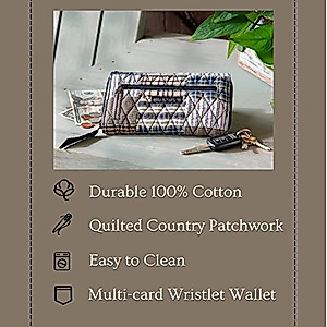 Bella Taylor | Wrist Strap Wallet | Multi Card Quilt Wristlet Wallet | Clutch Wallet | Quilted Cotton Country Patchwork | Ashmont