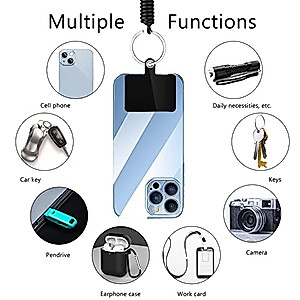 SUSSURRO 4 Sets Phone Case Anchor and Tether Stretchy Phone Wrist Strap Universal Cell Phone Lanyard Tether Neck Strap Outdoor Hiking Skiing Climbing Compatible with iPhone Samsung Most Smartphones