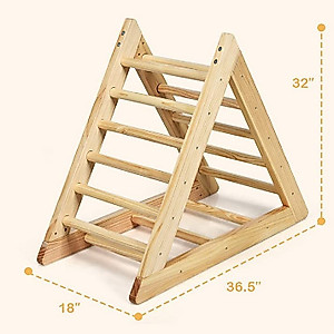 INFANS Kids Wooden Triangle Climber, Toddler Climbing Toys with 3 Different Climbing Ladders, Indoor Playful Climbing Toys with Stable Structure, Gift for 3+ Boys Girls