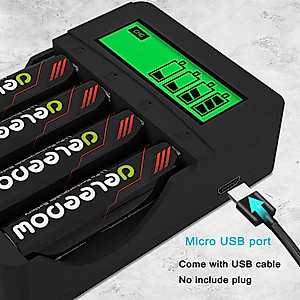 Deleepow 1.5V Rechargeable AA Batteries Lithium 3400mWh, Lithium AA Rechargeable Batteries 4-Pack 1500 Cycle with LCD Charger …