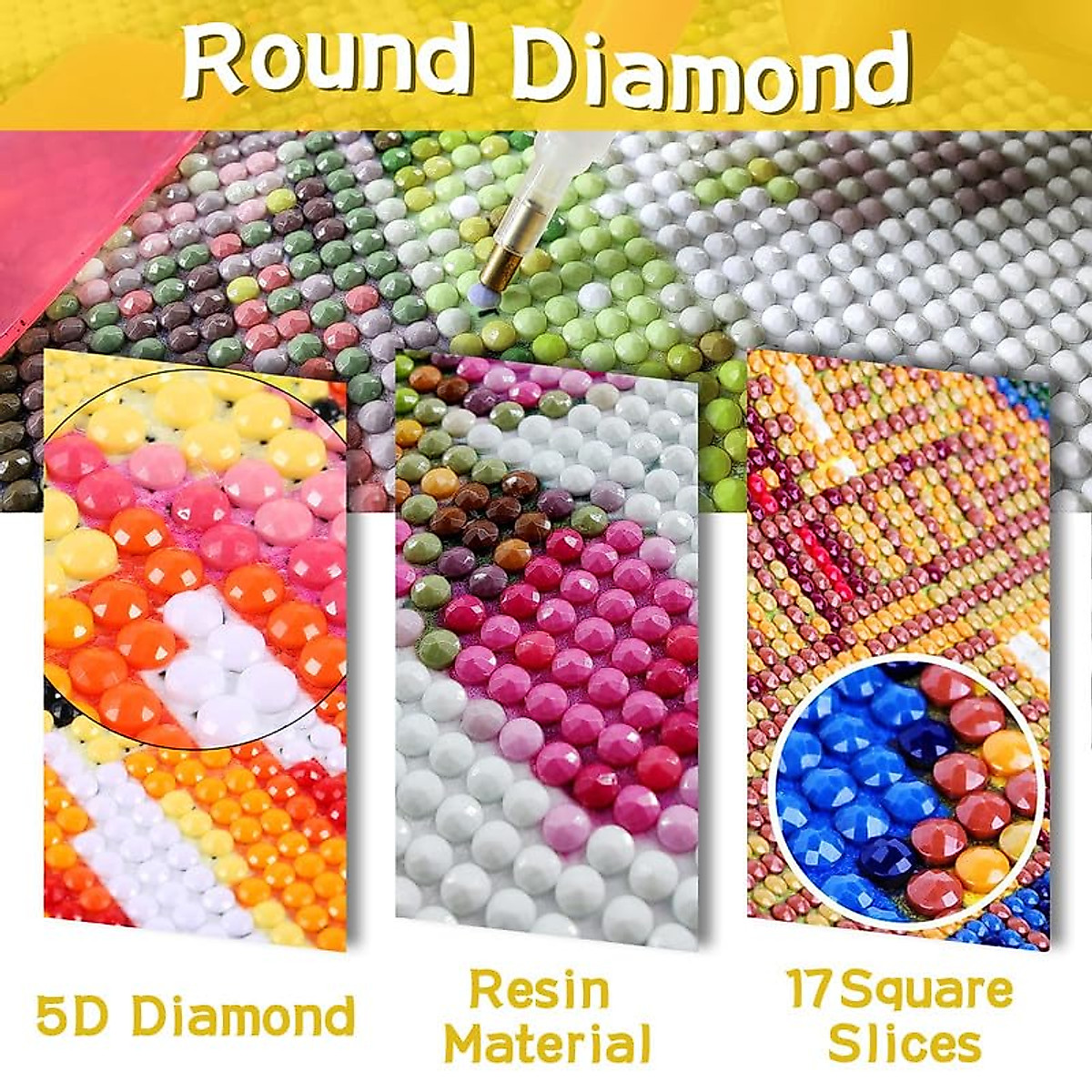 SKRYUIE 5D Diamond Art Painting Kits for Adult Full Round Drill, DIY Paint with Diamonds Art Crystal Embroidery Cross Stitch Art Craft Wall Office Decor 12x16 inch / 30x40 cm B4744