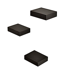 Small Floating Shelf - Mini Wall Display Shelves for Living Room, Kids Bedroom or Bathroom, Set of 3, Black
