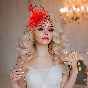 Yunsailing 8 Pcs Fascinators Hat Flower Mesh Tea Party Hat Fascinator Veil Headband for Women Party Wedding(Classic Color)