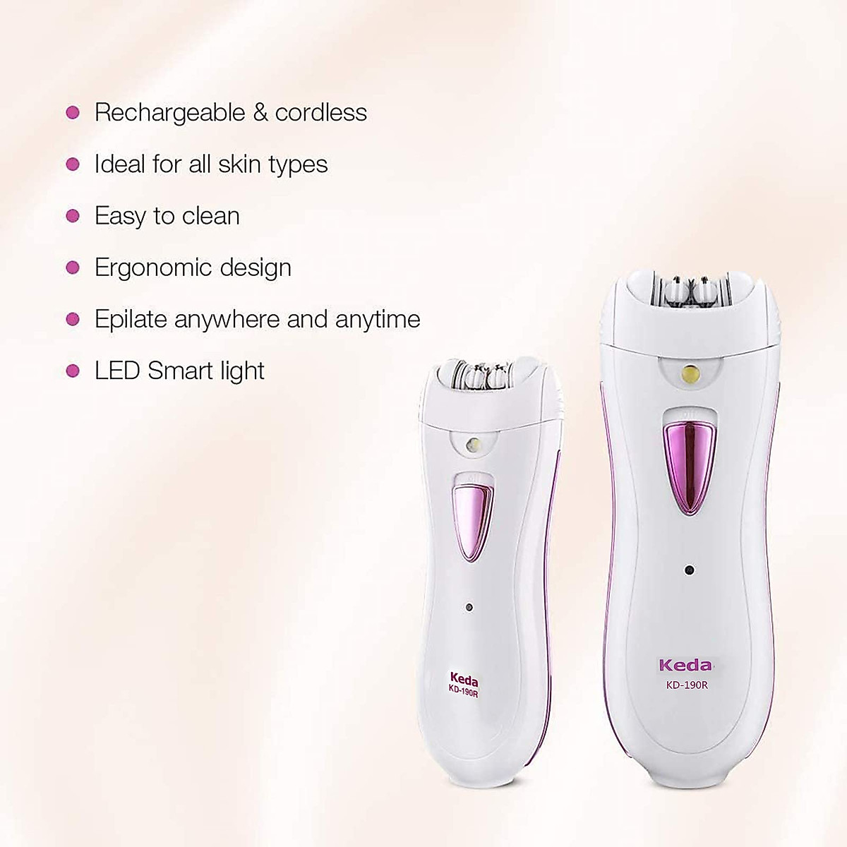 KEDA Epilator Smooth Glide Epilator for Women Face Rechargeable Epilator for Women Facial Hair Remover for Women Epilator Face Bikini Hair Removal Epilator
