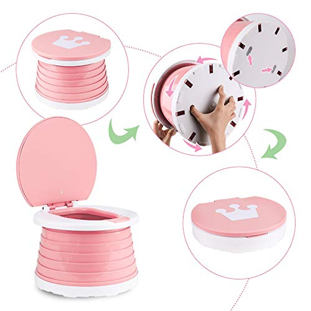 Children's Folding Toilet Portable Folding Toilet Seat Boys & Girls Foldable Potty Chair Seat Toddler Potty Training Seat (Pink)