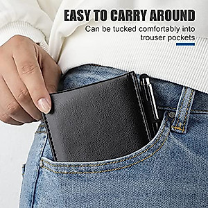 Outus 10 Pieces Mini Pocket Notepad Holder Set, Included Mini Pocket Notepad Holder with 50 Lined Sheets, Metal Pen and 8 Pieces 3 x 5 Inch Memo Book Refills, 30 Lined Paper Per Note Pad (Black)