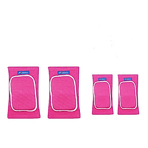 ANKOMINA Children Kids 2 Pairs Knee Pad and Elbow Support Set,Anti-Slip Breathable Flexible Elastic Knee Brace Knee Elbow Support Protector for Volleyball Football Dance Yoga Skating Baskeball Sport