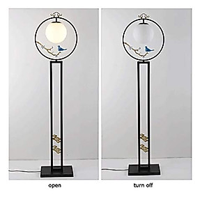 Floor Lamp Floor Lamp Modern Chinese Style Iron Study Fabric Floor Light Simple Hotel Room Creative Living Room Standing Lamp Standing Light (Color : Black)