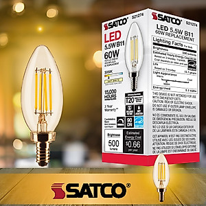 Satco S21274 5.5 Watt B11 LED Bulb - 3000K - 120 Volt (2 Pack)