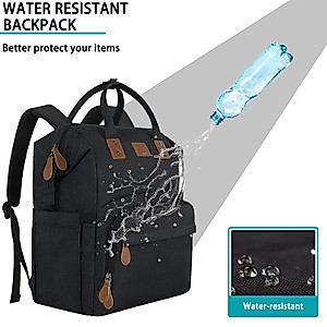 Gifts for Him Her, Extra Large Lunch Backpack, 17 Inch Travel Laptop Backpack for Women Men, USB Port College School Student Bookbag, Insulated Cooler Backpack Lunch Box Nurse Work Backpacks, Black