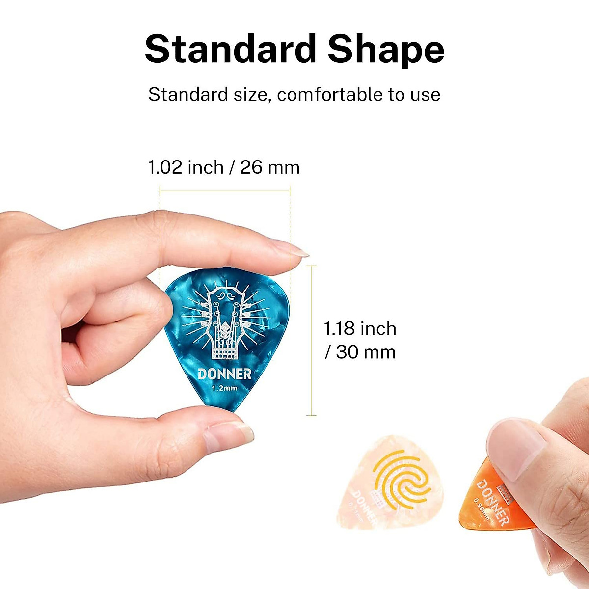 Donner Guitar Picks Celluloid 16 Pack for Acoustic Guitar Electric Guitar Ukulele,Includes Thin,Medium, Heavy & Extra Heavy Picks with Case