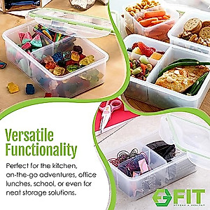 FIT Strong & Healthy Bento Lunch Box & Meal Prep Containers, Food & Snack Storage for Adults & Kids, Microwave, Freezer, & Dishwasher Safe, Reusable, Airtight Lid, Removable Compartments, 39oz, 2 Pack