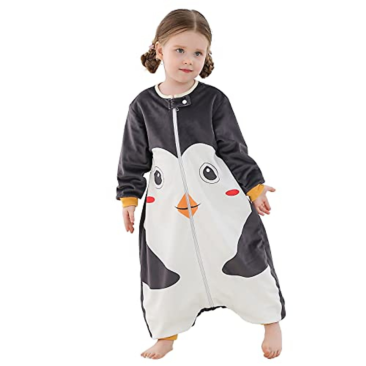 MICHLEY Baby Sleeping Bag Sack Long Sleeve with Feet Winter Swaddle Wearable Blanket for Boys Girls,Penguin,1-3Years