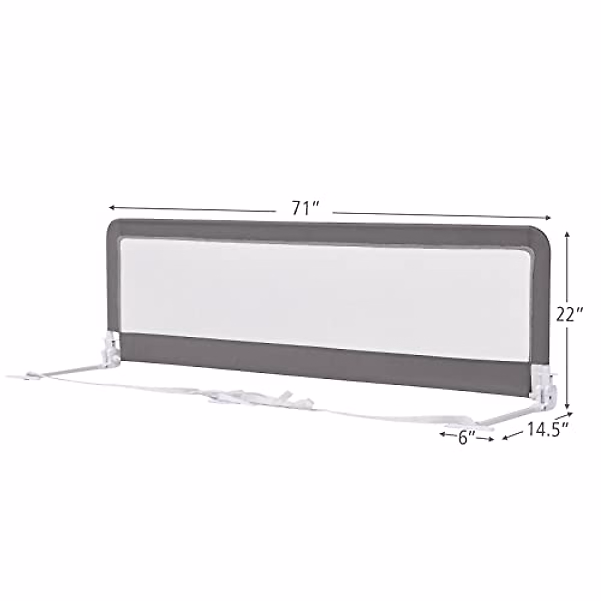 Costzon Toddlers Double Bed Rail Guard, Stainless Steel Folding Safety Bed Guard, Swing Down Bedrail, Kids Twin, Double, Full Size Queen & King, Set of 2 (Gray, 71-Inch)