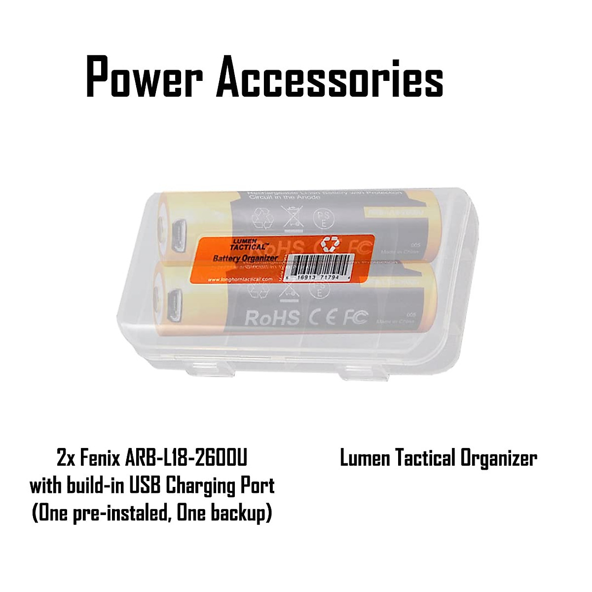 Fenix Bundle PD35 v3.0 1700 Lumen Tactical Flashlight with Two ARB-L18-2600Us and LumenTac Organizer