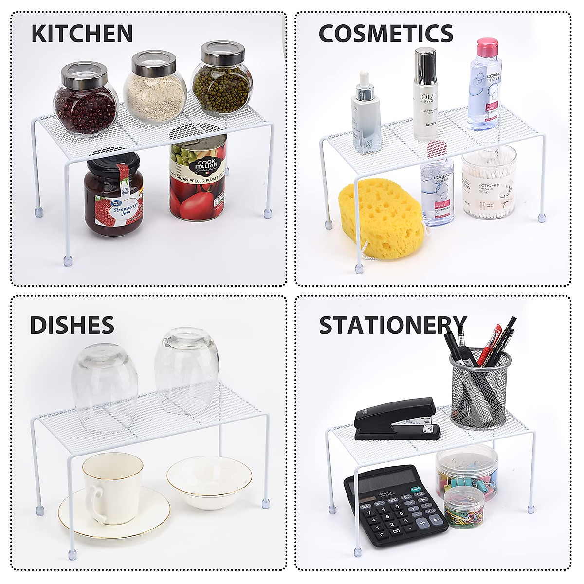 JBESUHI Mesh Kitchen Shelves,Cabinet Storage Shelf Rack, Cabinet Organization Mini Storage Shelf (White, 6)