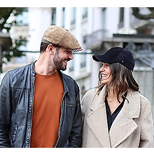 Alfonso D'Este Kioto-18 Leather Newsboy Cap Size L Marron