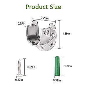 Heavy Duty Stainless Steel Closet Rod End Supports, 4 Packs Curtain Rod Brackets, Shower Rod Holder,Closet Pole Sockets Flange Rod Holder with Screws,for Easy Installation& Removal ,Silver (U-Shaped)