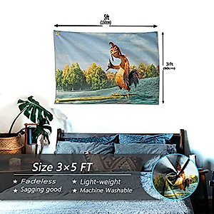 Chicken Flag 3X5FT Meme Tapestry Funny Man Cave Wall Flag for College Dorm Decor, Outdoor, Bedroom or Home Office Wall Decor Banner Gifts
