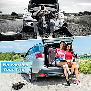 Tire Inflator Portable Air Compressor 12V DC Car Air Pump with Digital Display, LED Light, Auto Shut Off Function, Set of Nozzle Adaptors for Car, Motorcycle, Bicycle, Ball (Black)