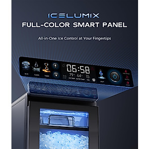 ecozy Smart Nugget Ice Maker Countertop, First Full-Color Smart Panel Ice Machine with APP Control, Double-Layer Insulation, 44 lbs/24H Soft Pellet Chewable Ice, Pull-Out Water Tank, Self-Cleaning