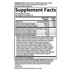 Garden of Life mykind Organics Plant Calcium Supplement Made from Whole Foods with Magnesium, Vitamin D as D3, and Vitamin K as MK7, Gluten-Free - 30 Day Count
