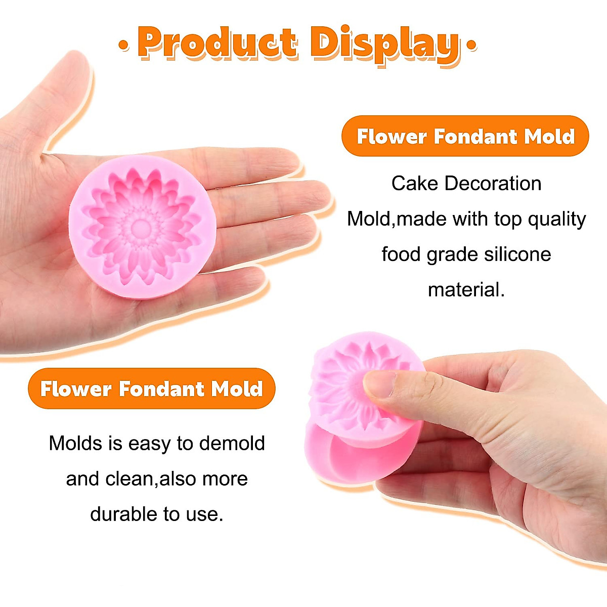 RFGHAC Chrysanthemum Flower Silicone Molds Sunflower Fondant Molds Cherry Blossoms Plum Blossoms Molds For Cake Decorating Cupcake Topper Candy Chocolate Gum Paste Set Of 8