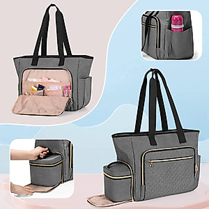 Luxja Wearable Breast Pump Bag (with a Breastmilk Cooler Bag, a Small Carrying Case and a Waterproof Mat), Pumping Bag Compatible with Momcozy and Elvie Breast Pump, Gray