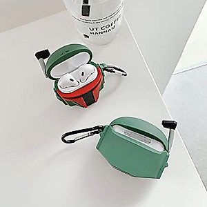 VARWANEO Earphone Case for AirPods 1&2, 3D Popular Cute Mandalorian Boba Fett Silicone Design, Soft Silicone Portable&Shockproof Airpods Cover, for Apple Airpods 2&1 Charging Case (Boba Fett)